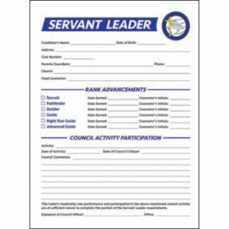 Servant Leader Award Log – Shop Cadets