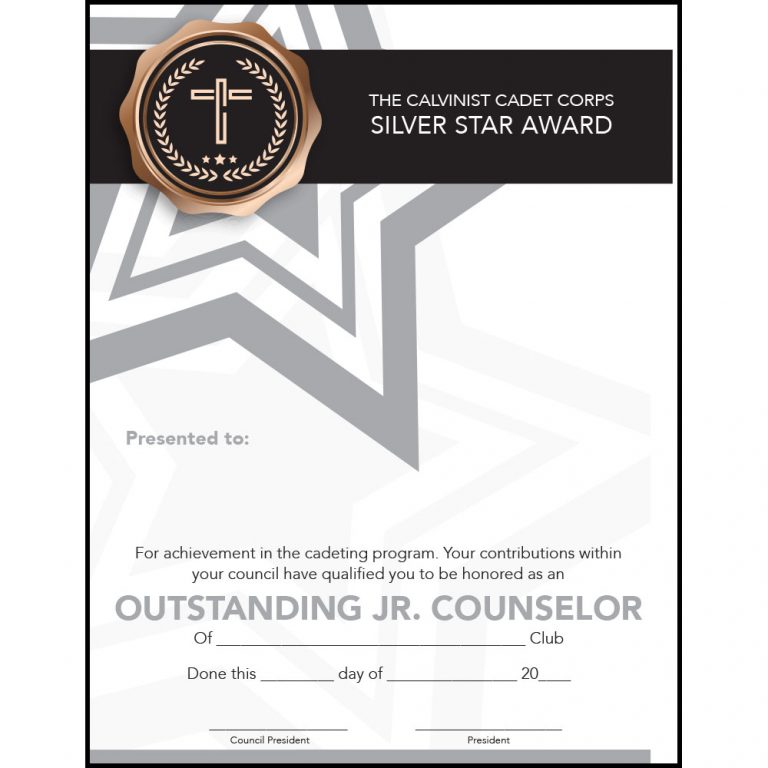 Silver Star Award Certificate – Shop Cadets